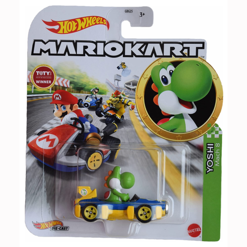 Hot Wheels MarioKart Carro c/Figura - Yoshi - Babykids